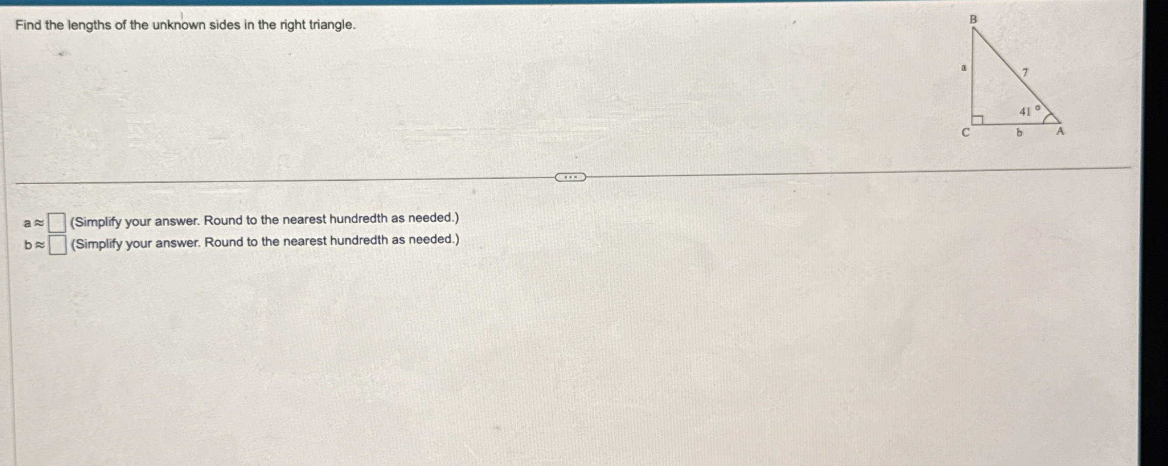 Solved Find the lengths of the unknown sides in the right | Chegg.com