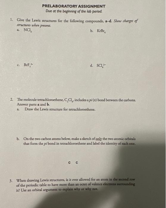 Solved PRELABORATORY ASSIGNMENT Due at the beginning of the | Chegg.com