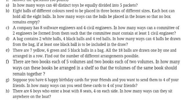 Solved a) In how many ways can 40 distinct toys be equally | Chegg.com