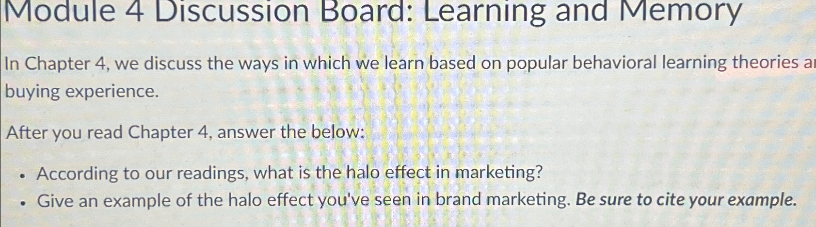Solved Module 4 ﻿Discussion Board: Learning and MemoryIn | Chegg.com