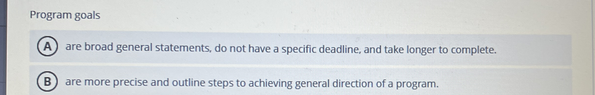 Solved Program goalsare broad general statements, do not | Chegg.com