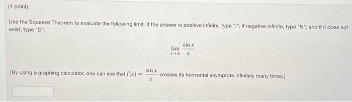 Solved Use the Squeeze Theorem to evaluate the following | Chegg.com
