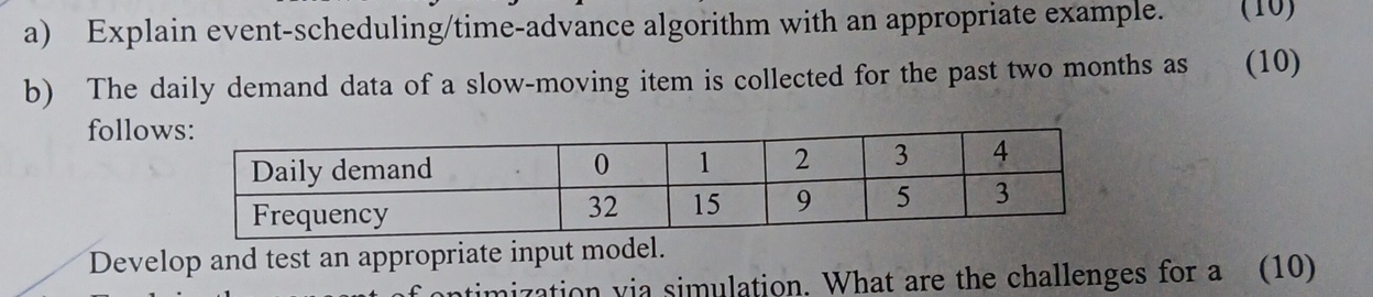 Solved a) ﻿Explain event-scheduling/time-advance algorithm | Chegg.com