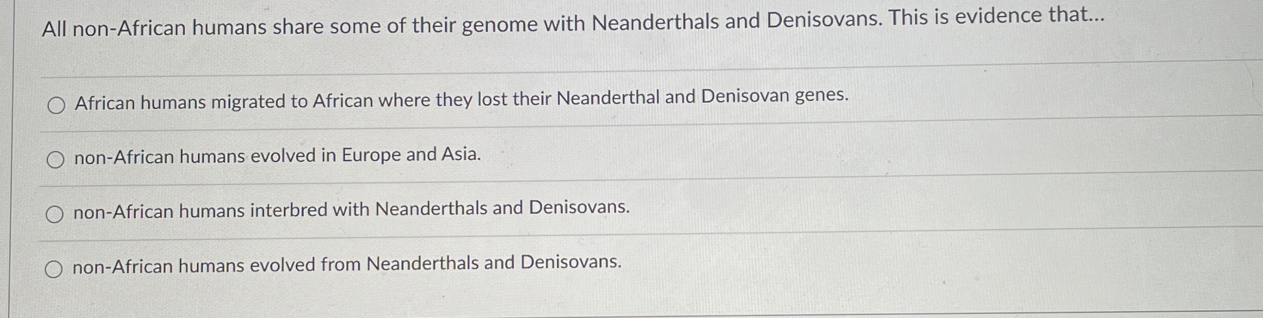 Solved All non-African humans share some of their genome | Chegg.com