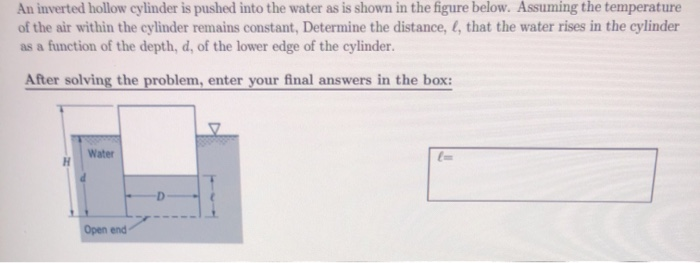 Solved An inverted hollow cylinder is pushed into the water | Chegg.com