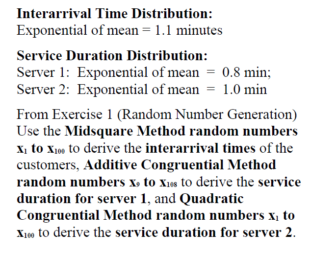 Solved Interarrival Time Distribution:Exponential of mean | Chegg.com