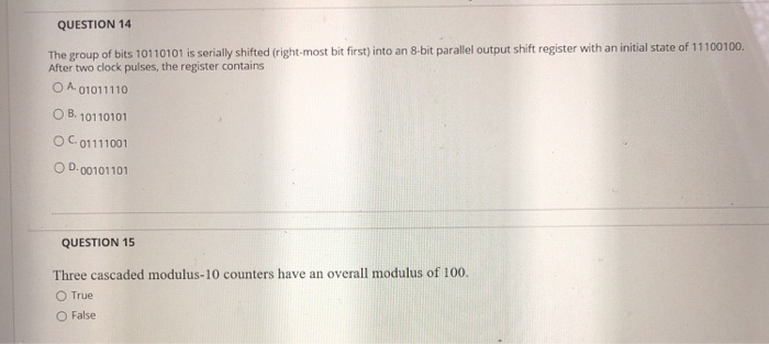 Solved QUESTION 8 A 3-bit binary counter has a maximum | Chegg.com