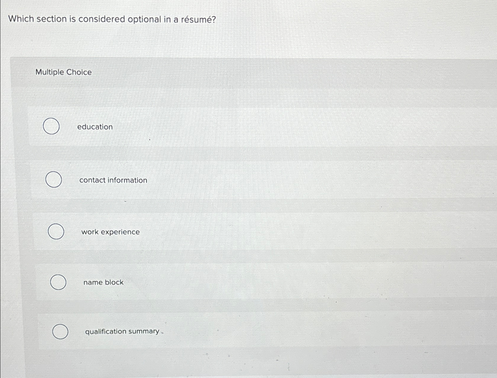 Solved Which section is considered optional in a | Chegg.com
