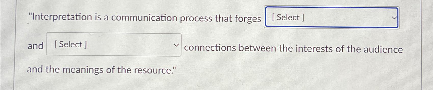 Solved "Interpretation is a communication process that | Chegg.com