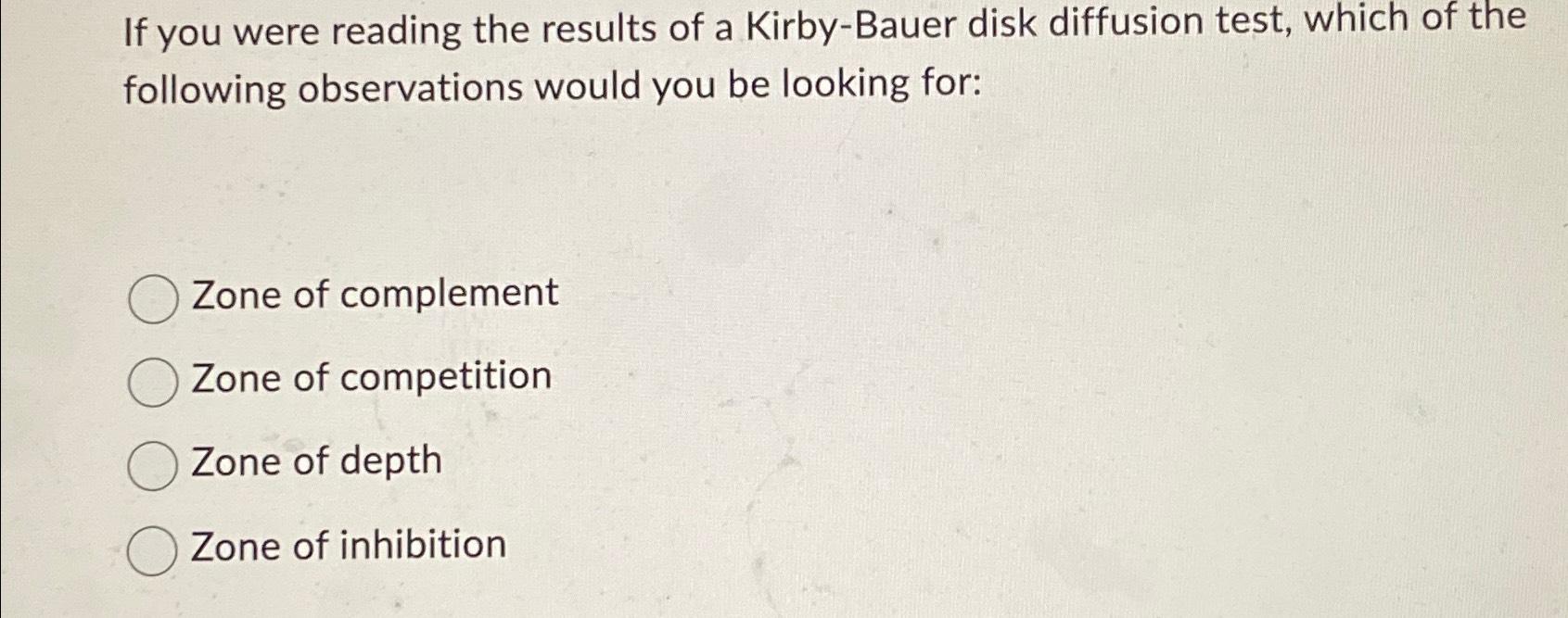 Solved If you were reading the results of a Kirby-Bauer disk | Chegg.com