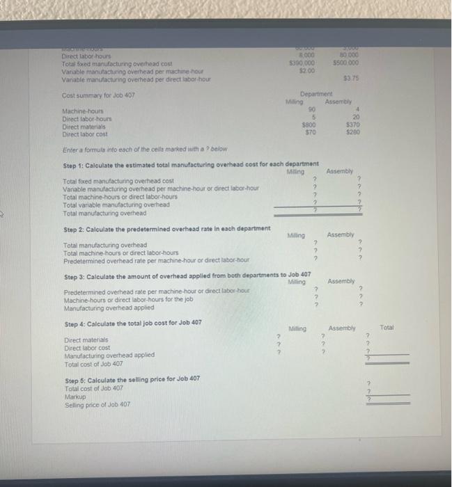 Solved Chapter 2: Applying Excel Data ffarkup on iob cost | Chegg.com