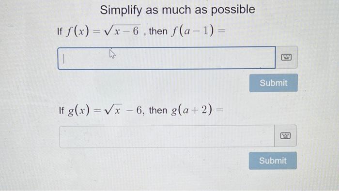 Solved Simplify as much as possible If f(x) = 7x - 6 , then | Chegg.com