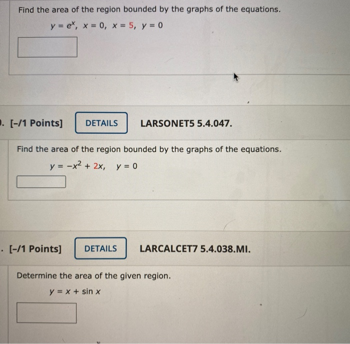 Solved Find the area of the region bounded by the graphs of | Chegg.com