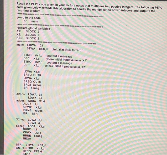 Solved like it says "fill in the Pep9 code that will | Chegg.com