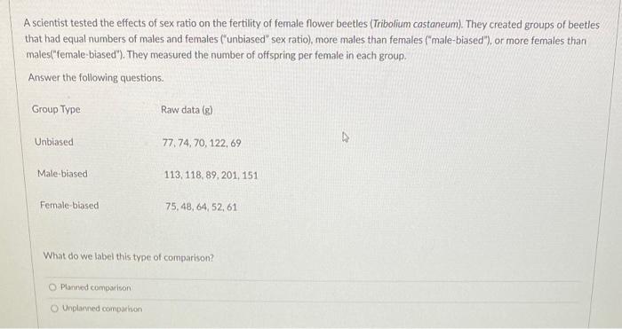 Solved what do we label this type of comparison planned | Chegg.com