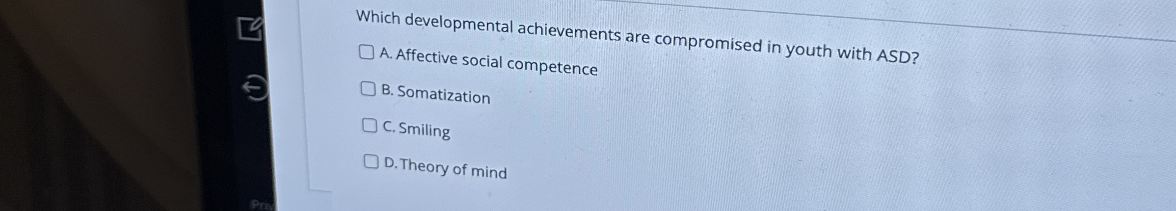 Solved Which developmental achievements are compromised in | Chegg.com