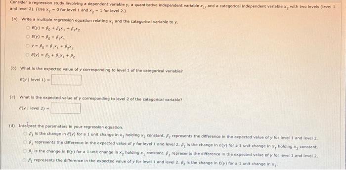Solved Consider a regression study involving a dependent | Chegg.com