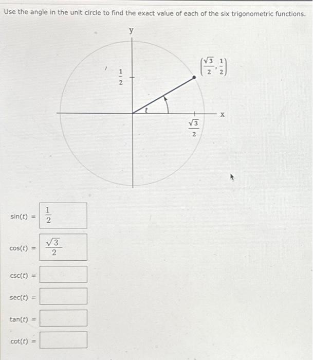 Solved Use the angle in the unit circle to find the exact | Chegg.com