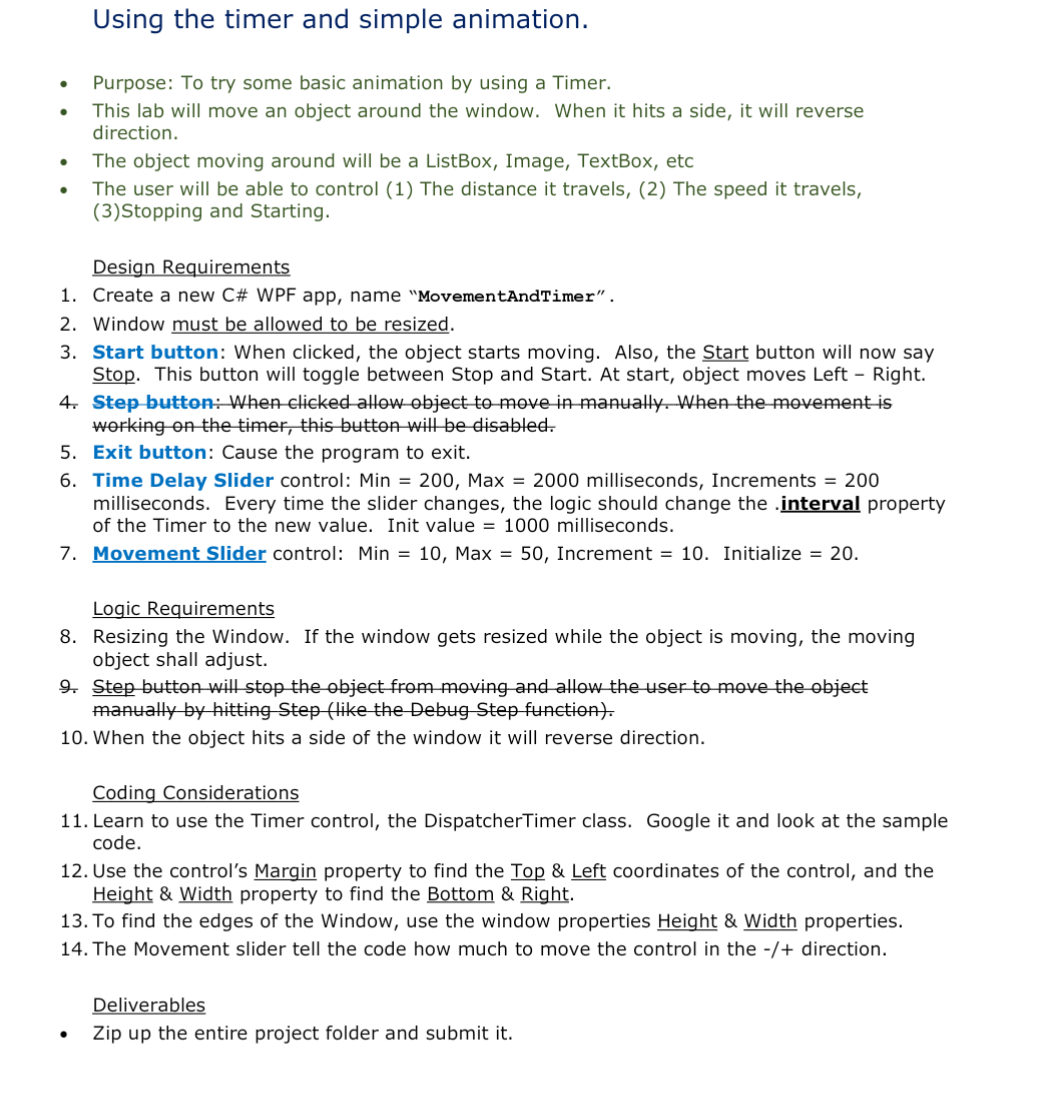 Solved Using the timer and simple animation. - Purpose: To | Chegg.com