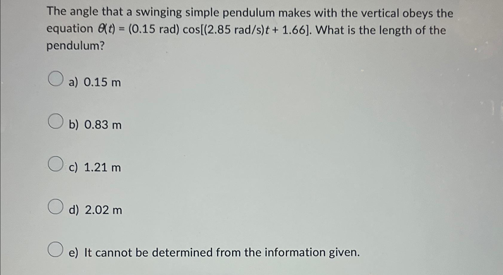 Solved The angle that a swinging simple pendulum makes with | Chegg.com
