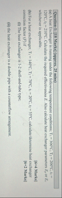 Question-1: [18 ﻿Marks] (approx. 25 ﻿mins)(a) ﻿A heat | Chegg.com