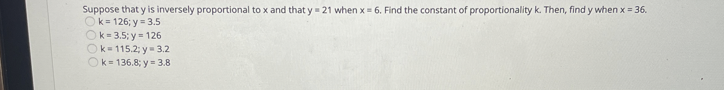 Solved Suppose that y ﻿is inversely proportional to x ﻿and | Chegg.com