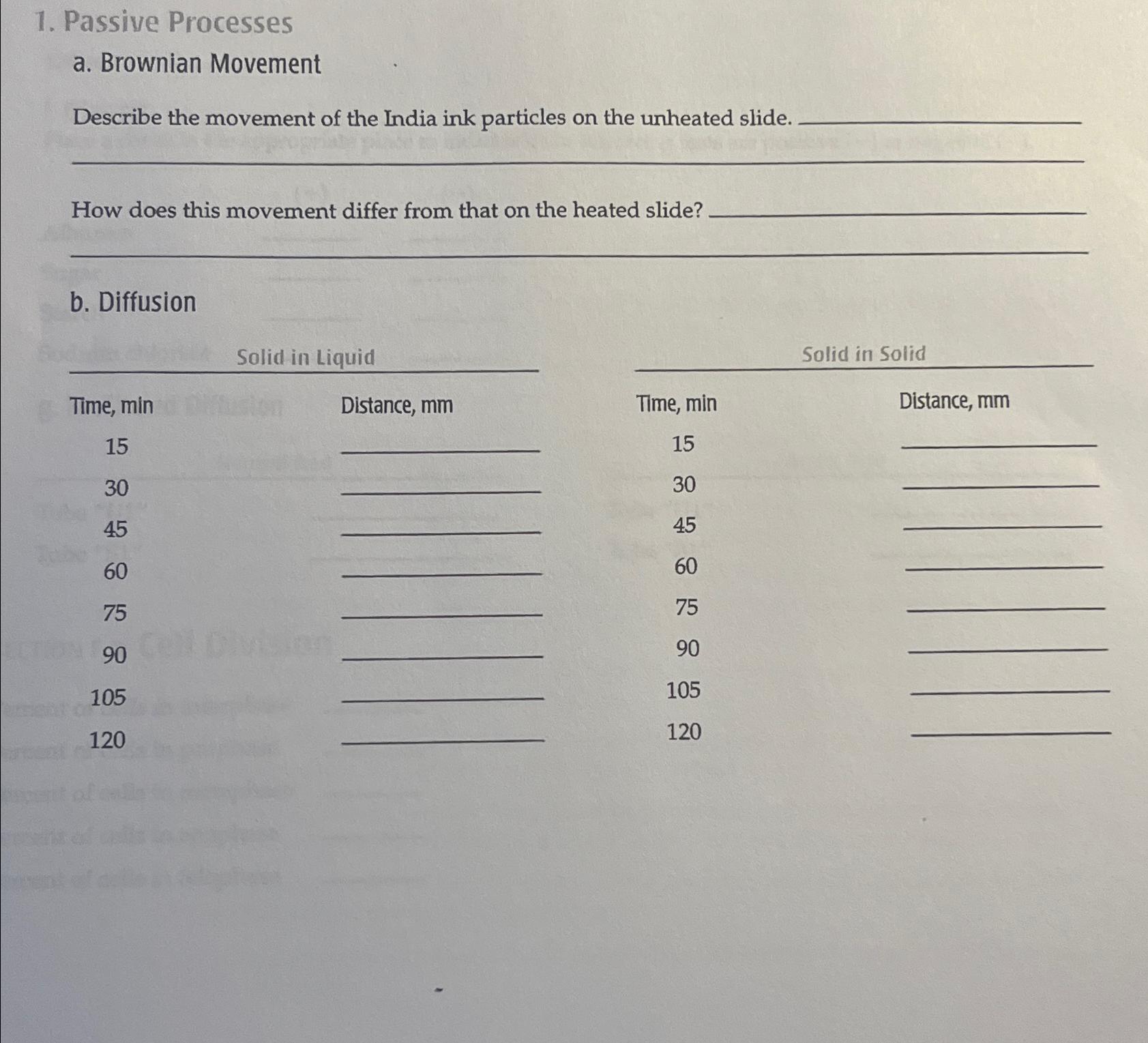 Solved Passive Processesa. ﻿Brownian MovementDescribe the | Chegg.com