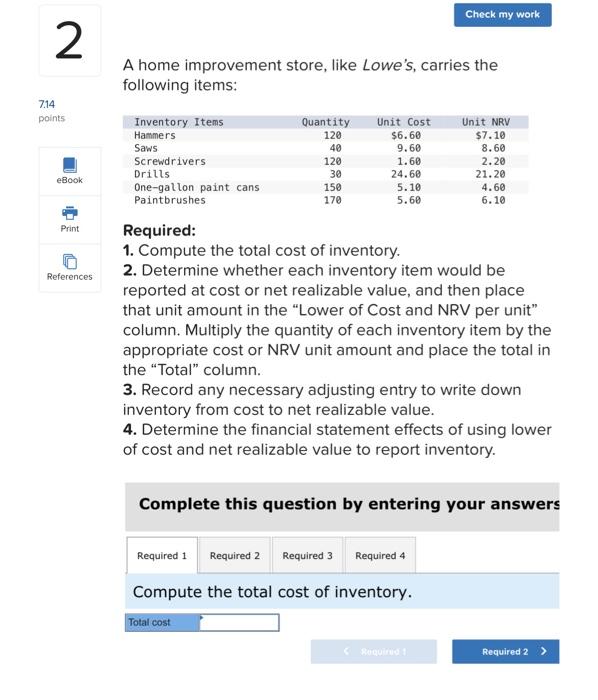 Solved A home improvement store, like Lowe's, carries the | Chegg.com