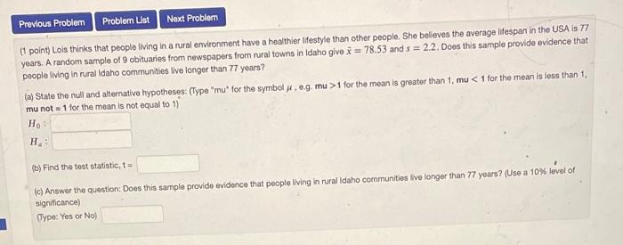 Solved Previous Problem Probler List Next Probler (1 point) | Chegg.com