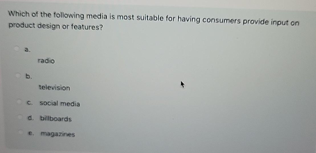 Solved Which of the following media is most suitable for | Chegg.com