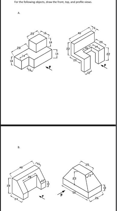 28 For the following objects, draw the front, top, | Chegg.com