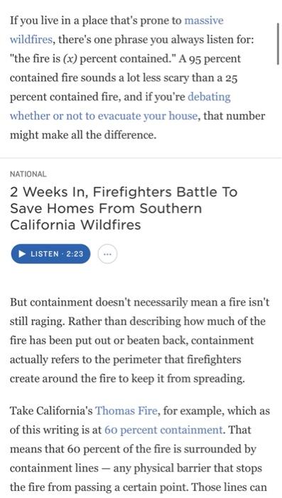 Solved my question is based on NPR article It is commonly | Chegg.com