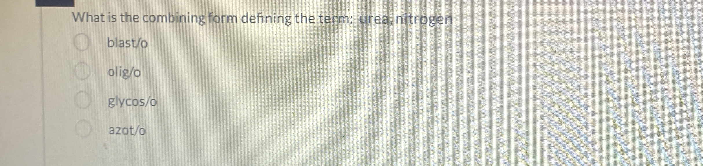 Solved What is the combining form defining the term: urea, | Chegg.com