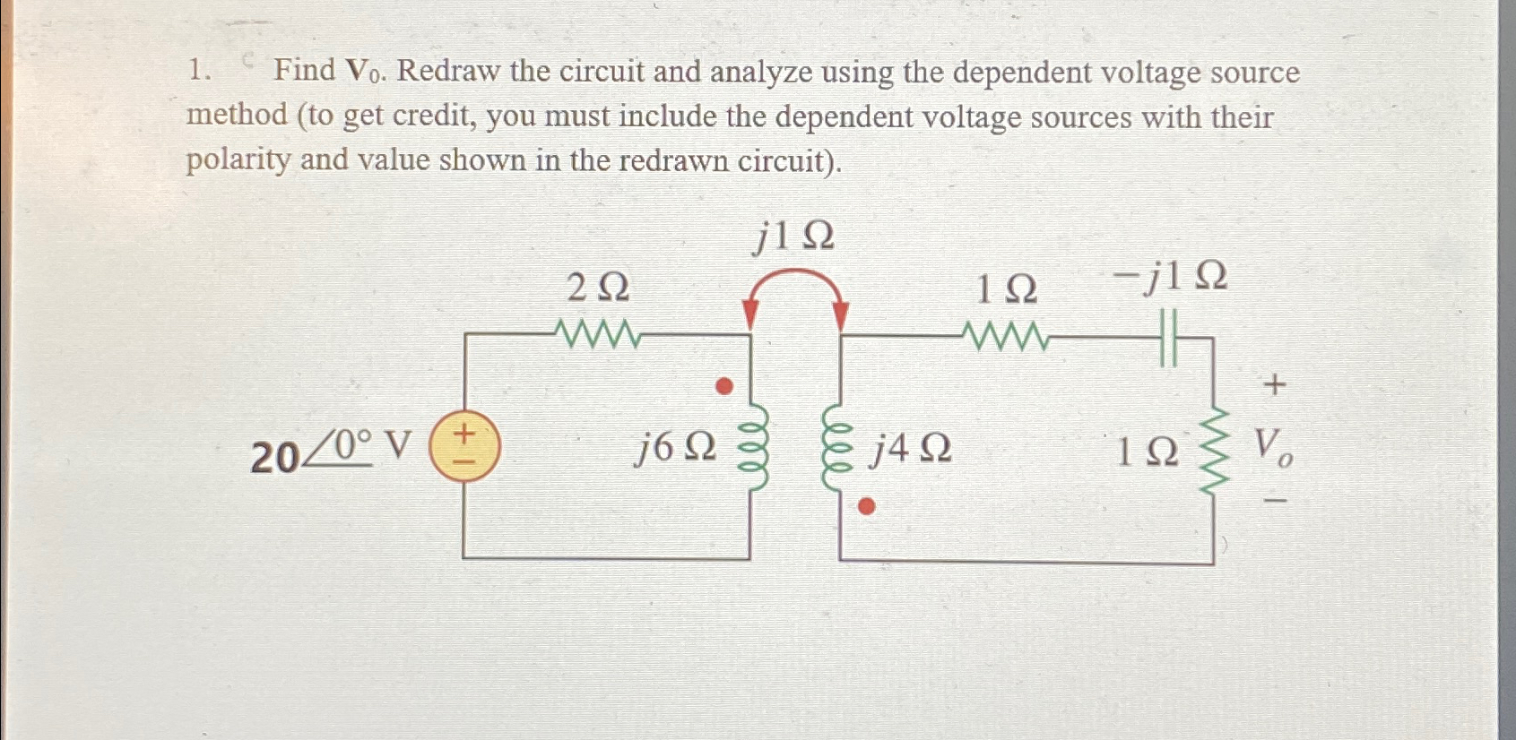 Solved c Find V0. ﻿Redraw the circuit and analyze using the | Chegg.com