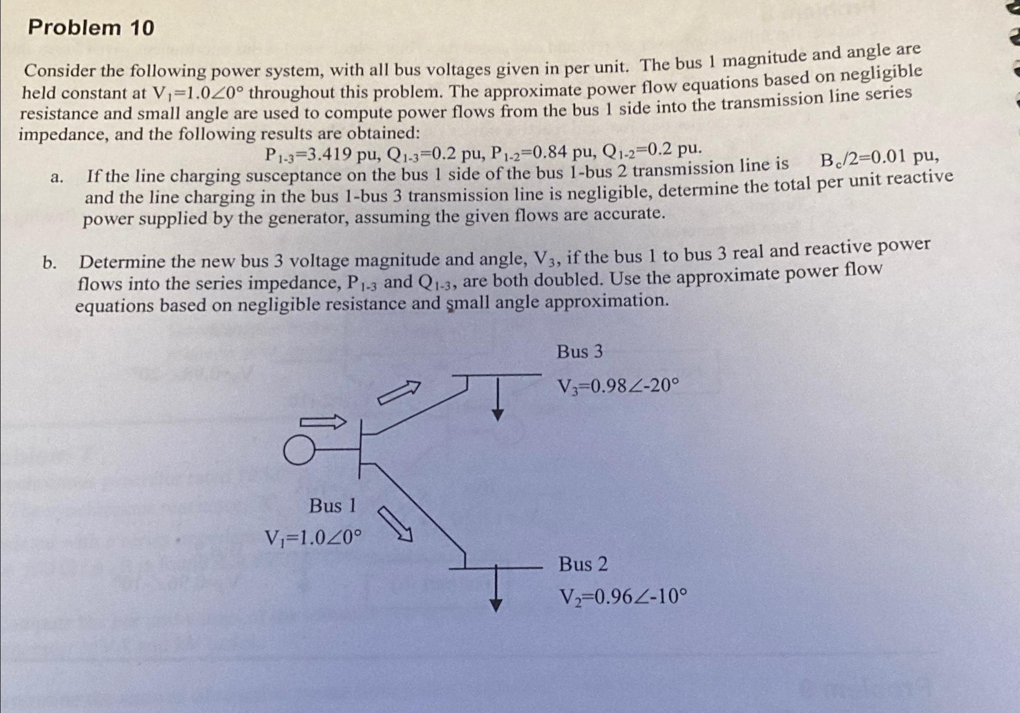 Solved Problem 10Consider the following power system, with | Chegg.com