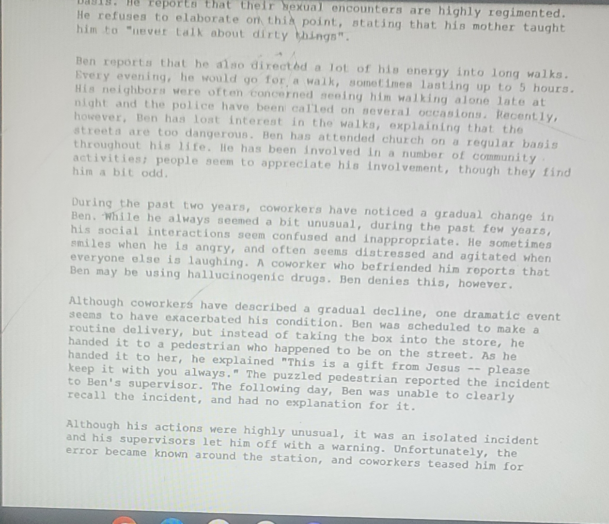 Solved Ben: Male, Age 52CASE HISTORYBen was born and raised | Chegg.com