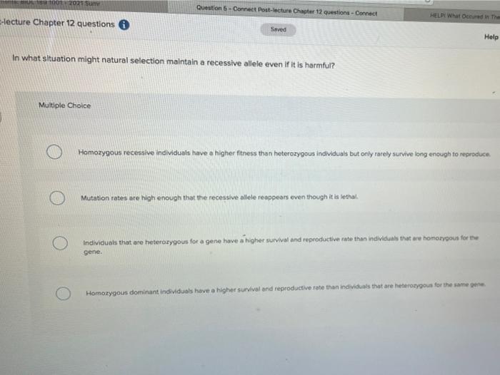 2021 Suny Question - Connect Post-lecture Chapter 12 | Chegg.com