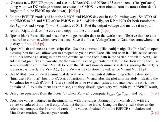 1. Create a new PSPICE project and use the MBreakN3 | Chegg.com