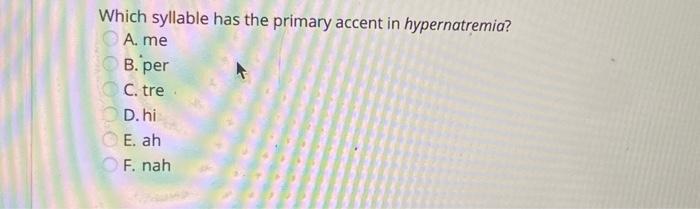 Solved Which syllable has the primary accent in | Chegg.com