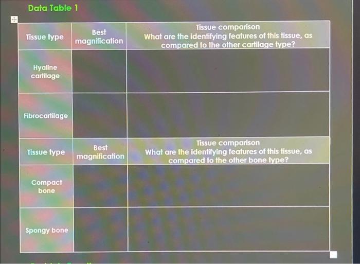Data Table 1 | Chegg.com