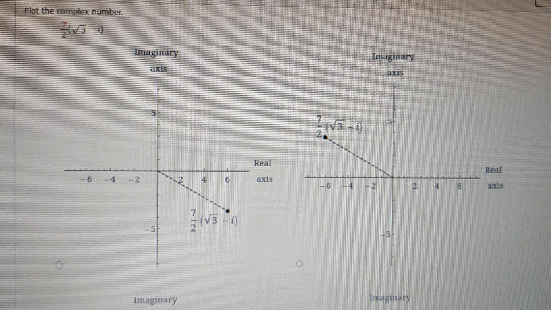 Solved Plot the complex number. 27(3−i) Imaginary | Chegg.com