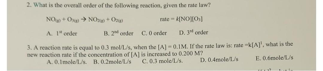 Solved 2. What is the overall order of the following | Chegg.com