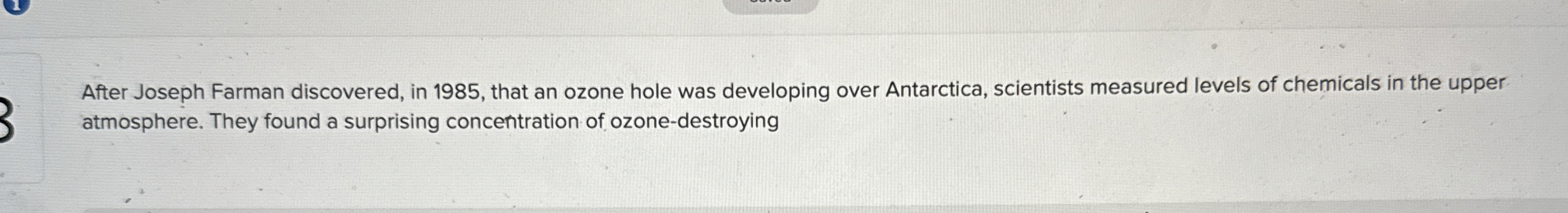 Solved After Joseph Farman discovered, in 1985, ﻿that an | Chegg.com