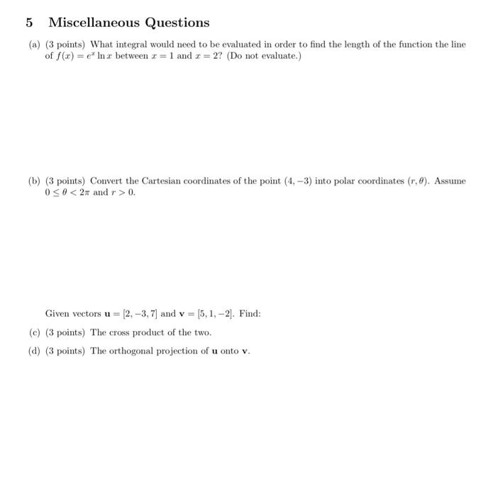 Solved (a) (3 points) What integral would need to be | Chegg.com