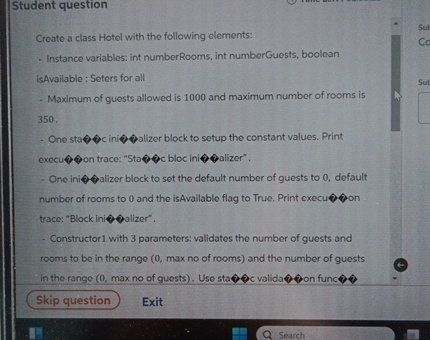 Solved Student questionCreate a class Hotel with the | Chegg.com