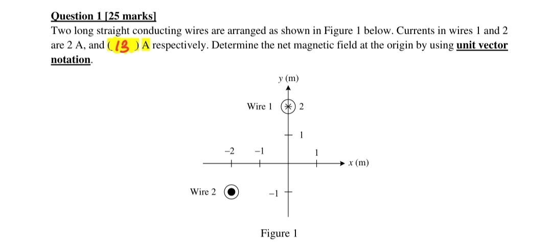 Solved Question 1 [25 ﻿marks]Two long straight conducting | Chegg.com