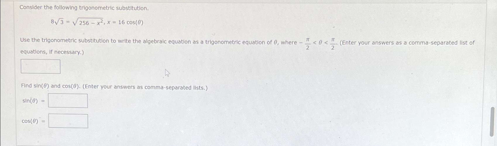 Solved Consider the following trigonometric | Chegg.com