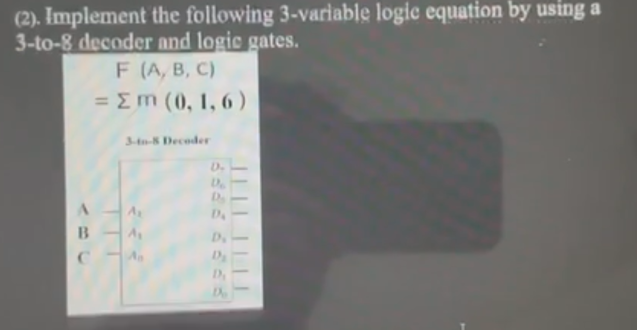 Solved (2). ﻿Implement the following 3-variable logic | Chegg.com