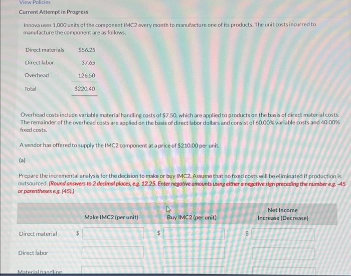 Solved Innova uses 1,000 units of the component IMC2 every | Chegg.com