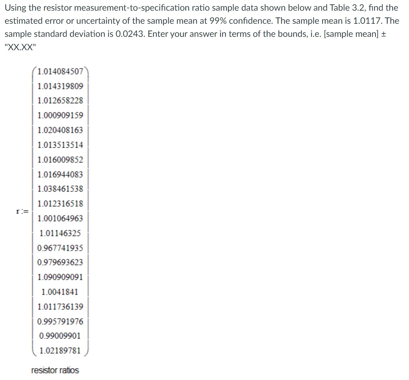 Solved Using the resistor measurement-to-specification ratio | Chegg.com